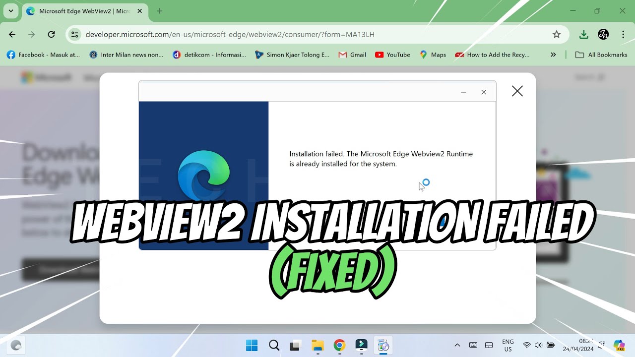 Installation Failed Or Error Cannot Install Webview2 Solution Youtube