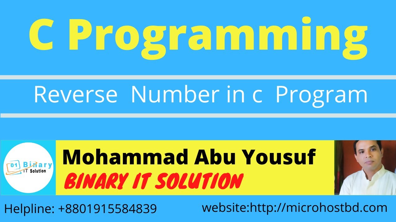 C Program To Reverse A Number Youtube