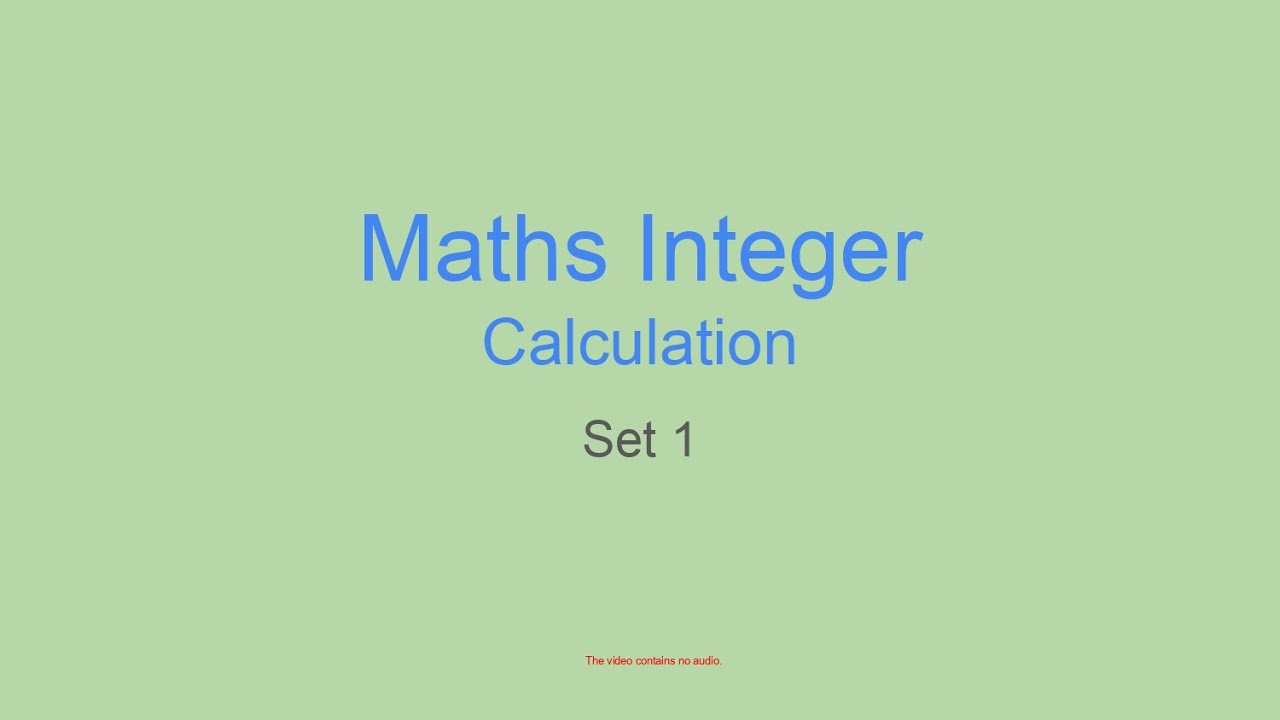 Maths Integer Calculation Set 1 Youtube