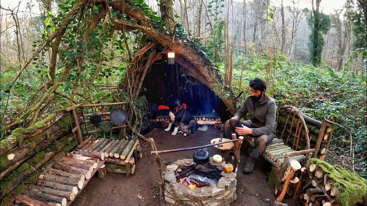 7 Days Solo Survival Camping In Rain Forest Warm Bushcraft Shelter