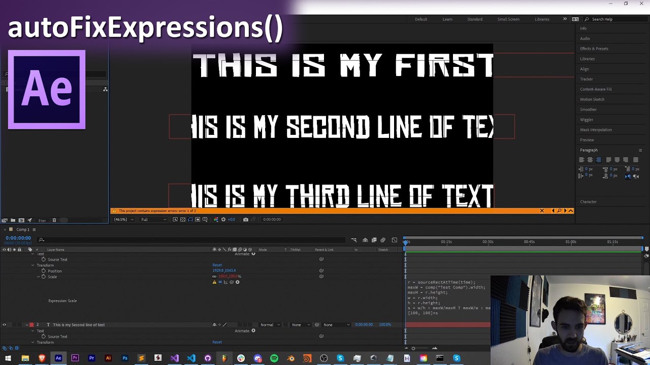 After Effects Scripting Tutorial Autofixexpressions Youtube