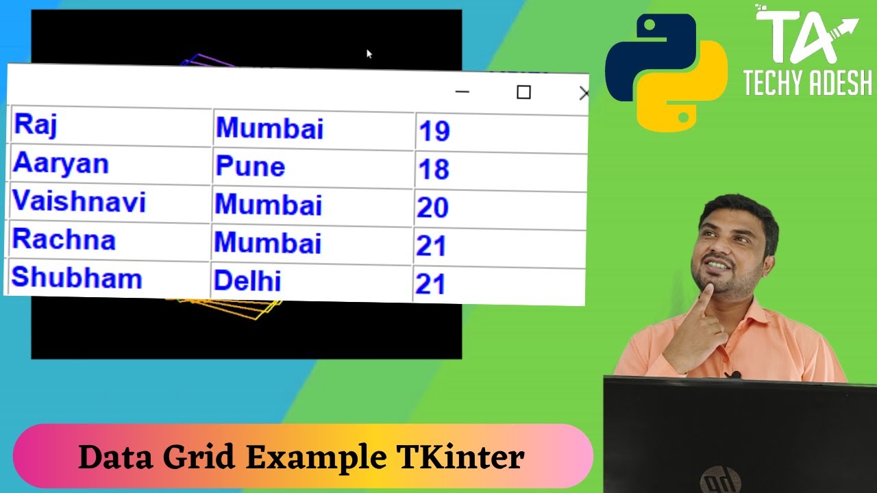 Data Grid Example Tkinter Data Grid In Tkinter Gui Python Tkinter