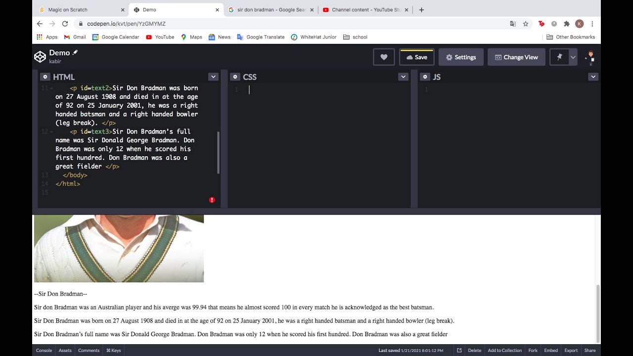 How To Create A Webpage On Codepen Part 1 Html Youtube