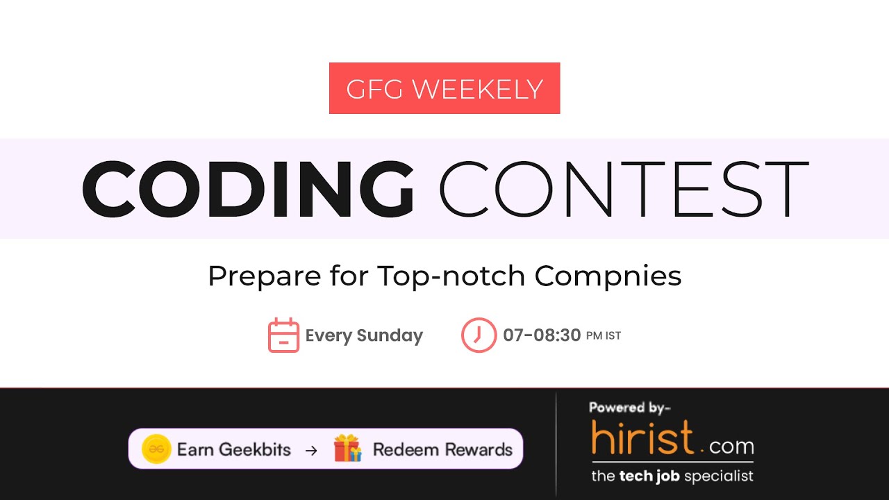 Gfg Weekly Coding Contest Geeksforgeeks Practice Youtube