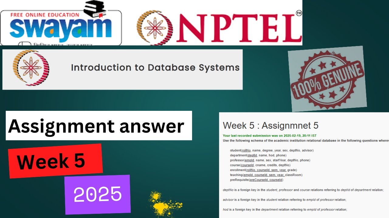 Nptel Introduction To Database Systems Week 5 Assignment 5 Answers