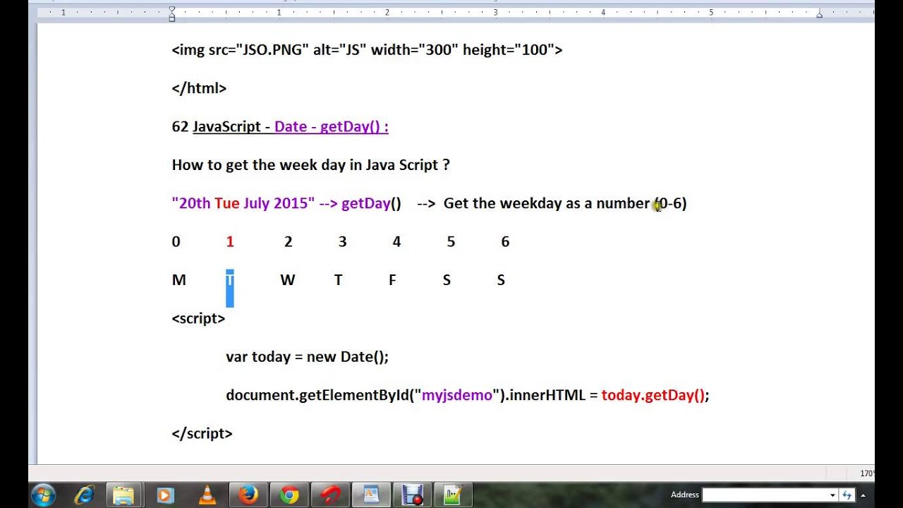 Date Get Day Method In Javascript Demo Youtube