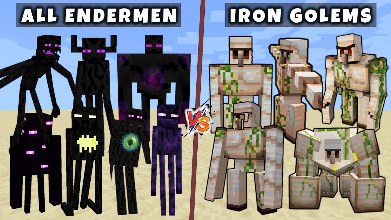 All Endermen Vs All Iron Golems Mutant Titan Iron Golems Vs Mutant