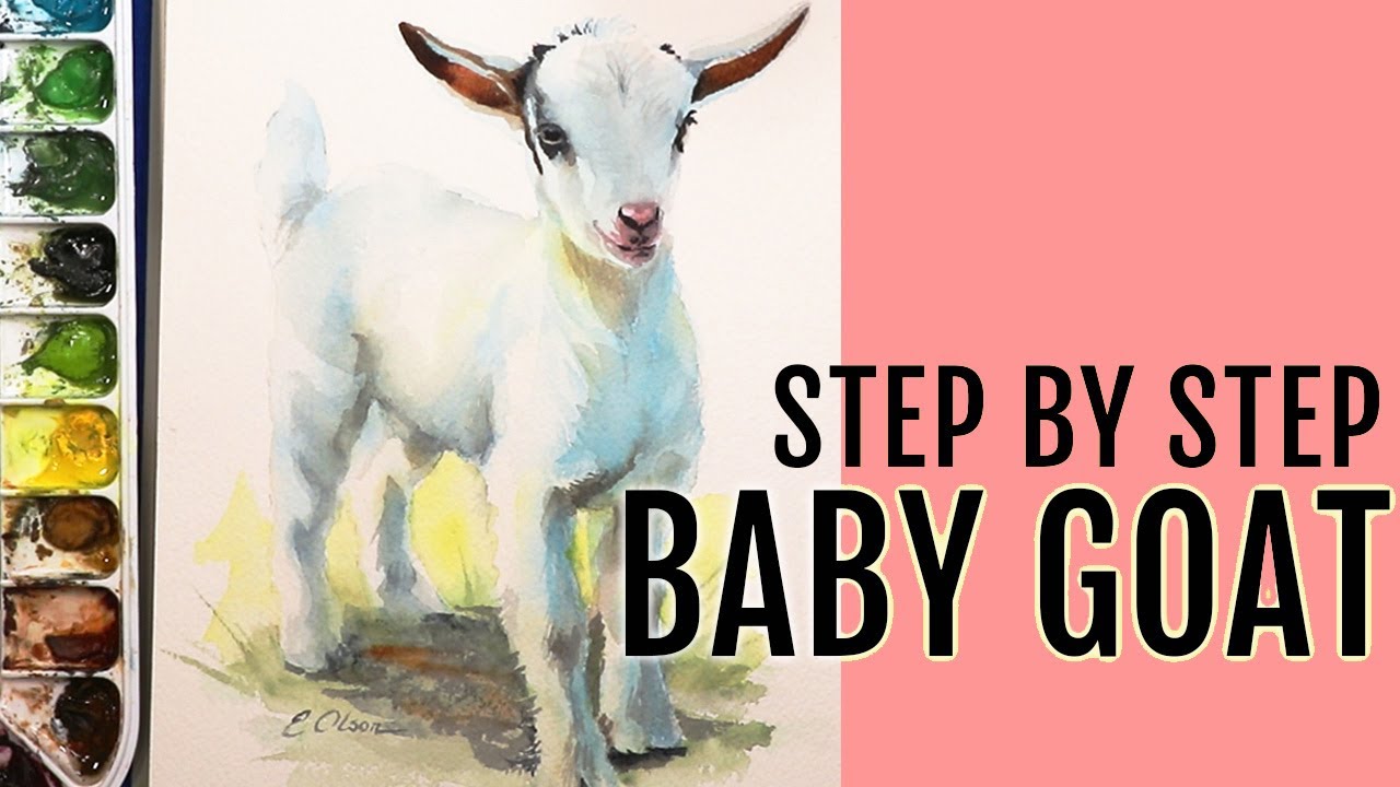 Watercolor Goat Painting Tutorial How To Paint A Baby Goat Youtube