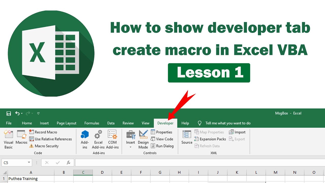 How To Show Developer Tab And Create Macro In Excel Vba Lesson 1