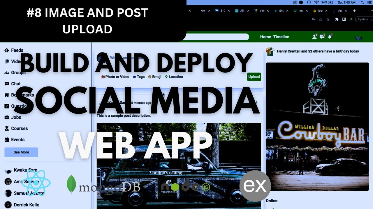Build Full Stack Social Media 8 Image And Post Upload Upload