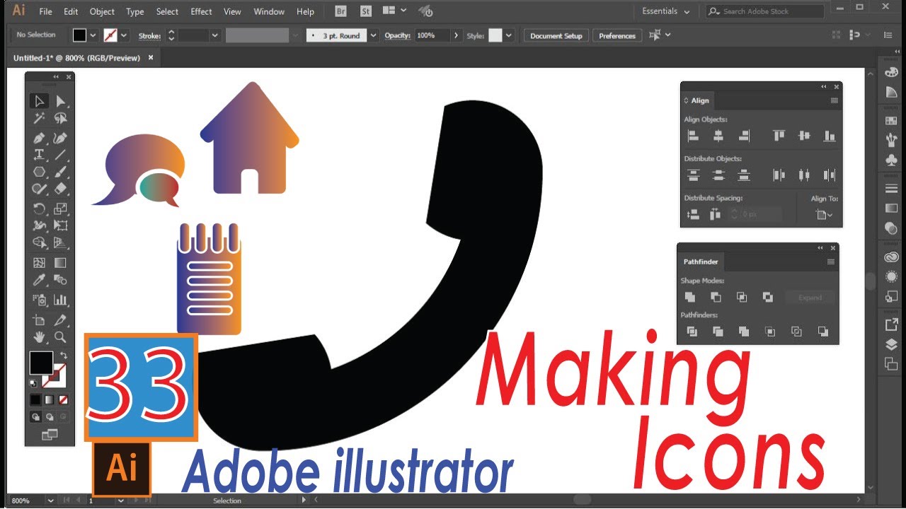 How To Create Simple Icons Illustrator Tutorial Class 33 Draw