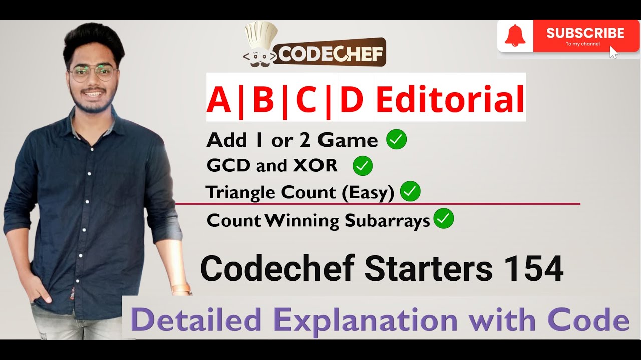 Codechef Starters 154 A B C D Gcd And Xor Triangle Count