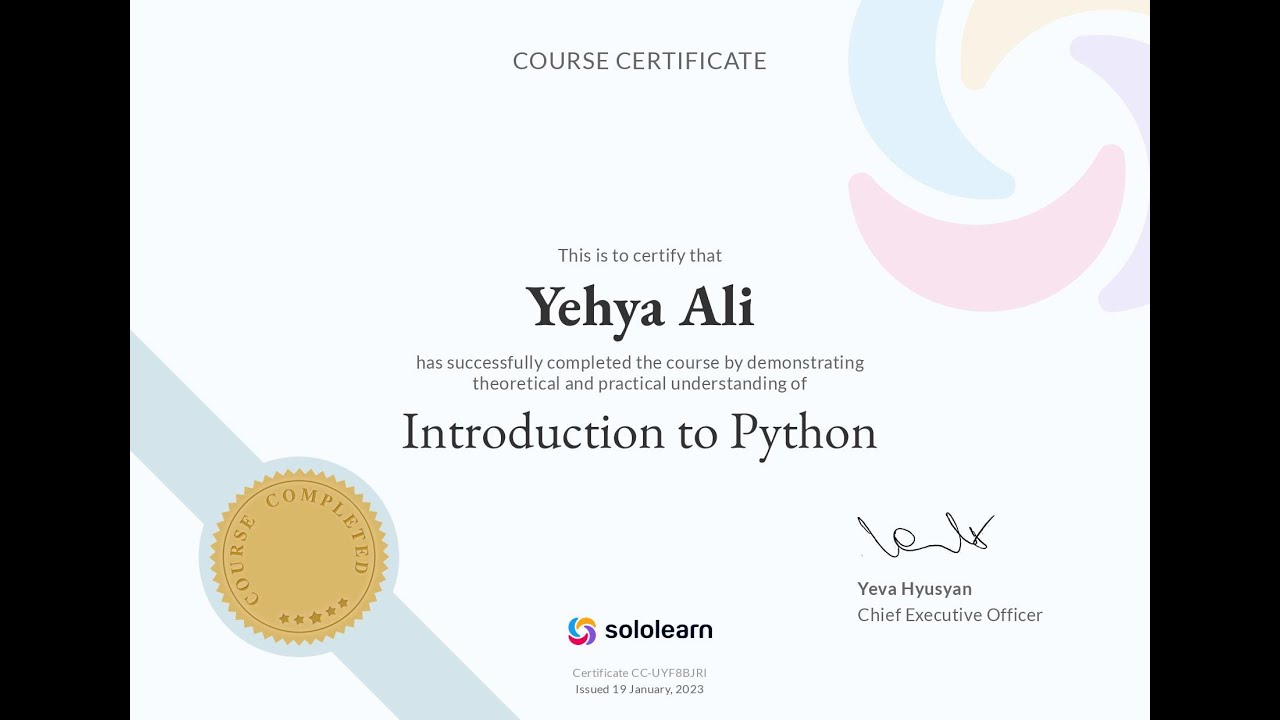 Sololearn Certificates Introduction To Python 2 Youtube