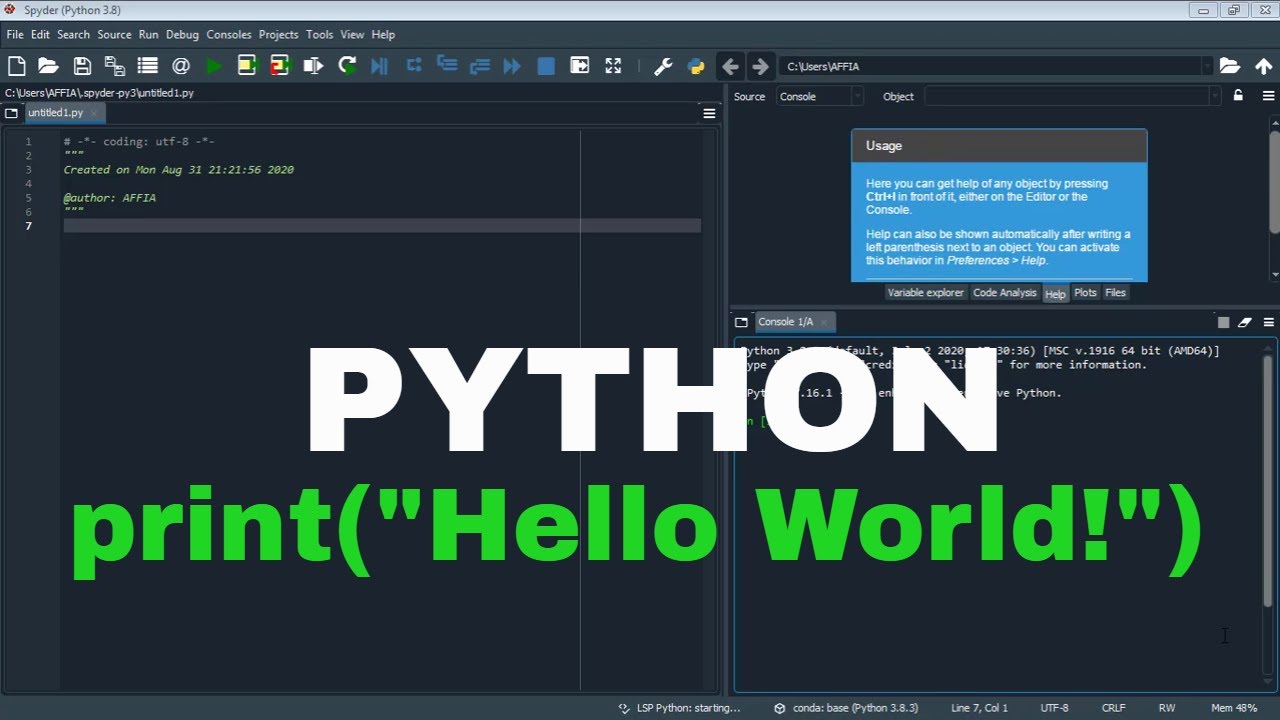 Writing Hello World Program With Python Youtube