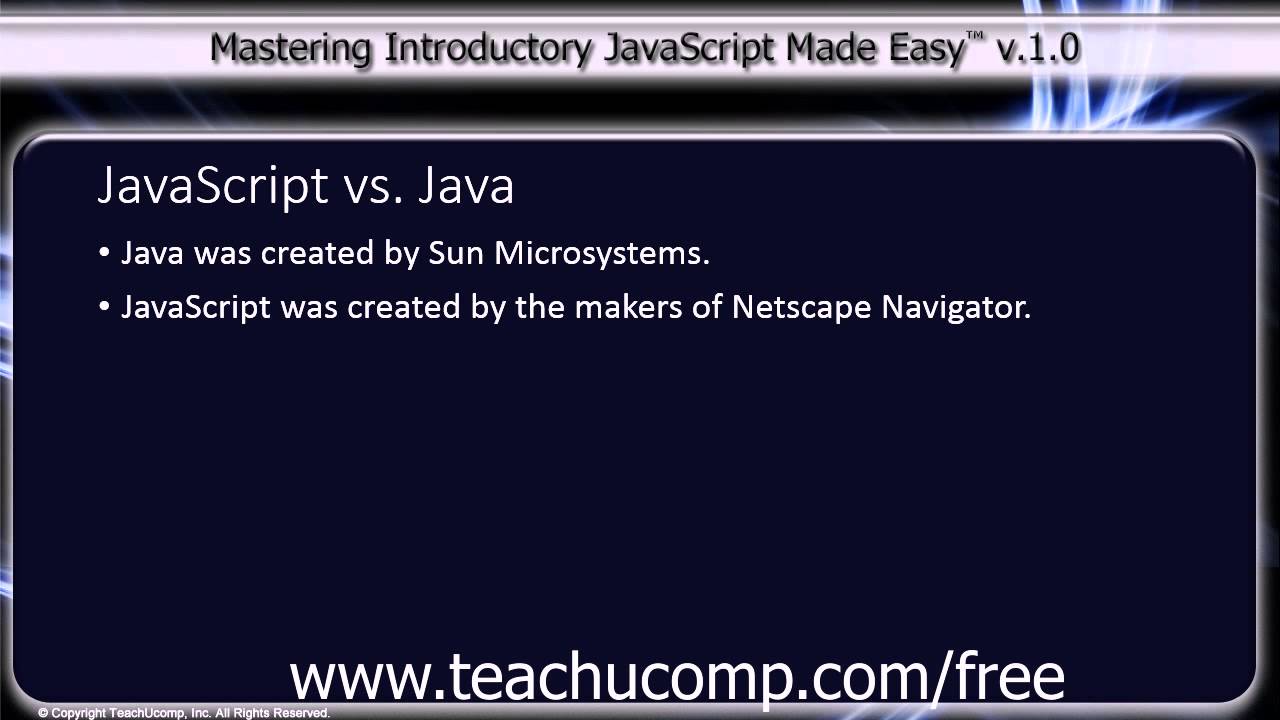 Javascript Training Tutorial Javascript Vs Java Youtube
