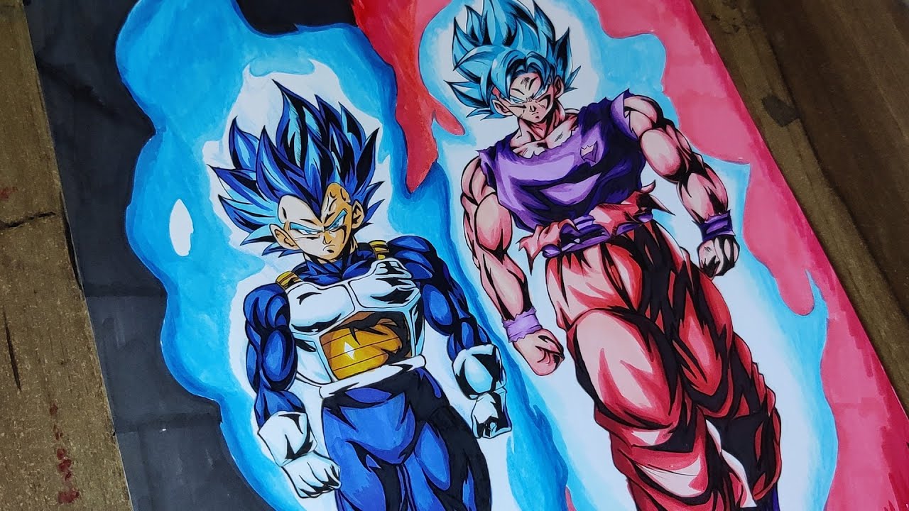 How To Draw Ssb Kaioken Goku And Ssb Evolution Vegeta The Blue Boy S