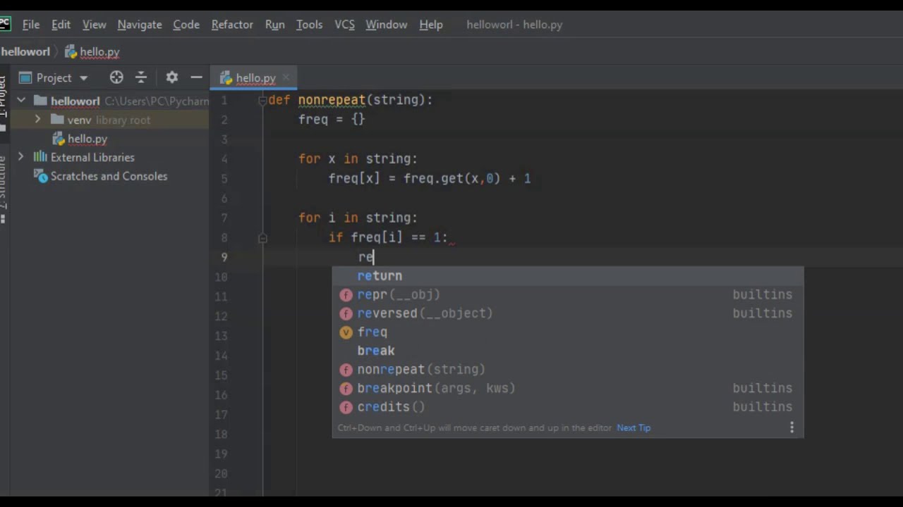 Python First Non Repeating Character Youtube