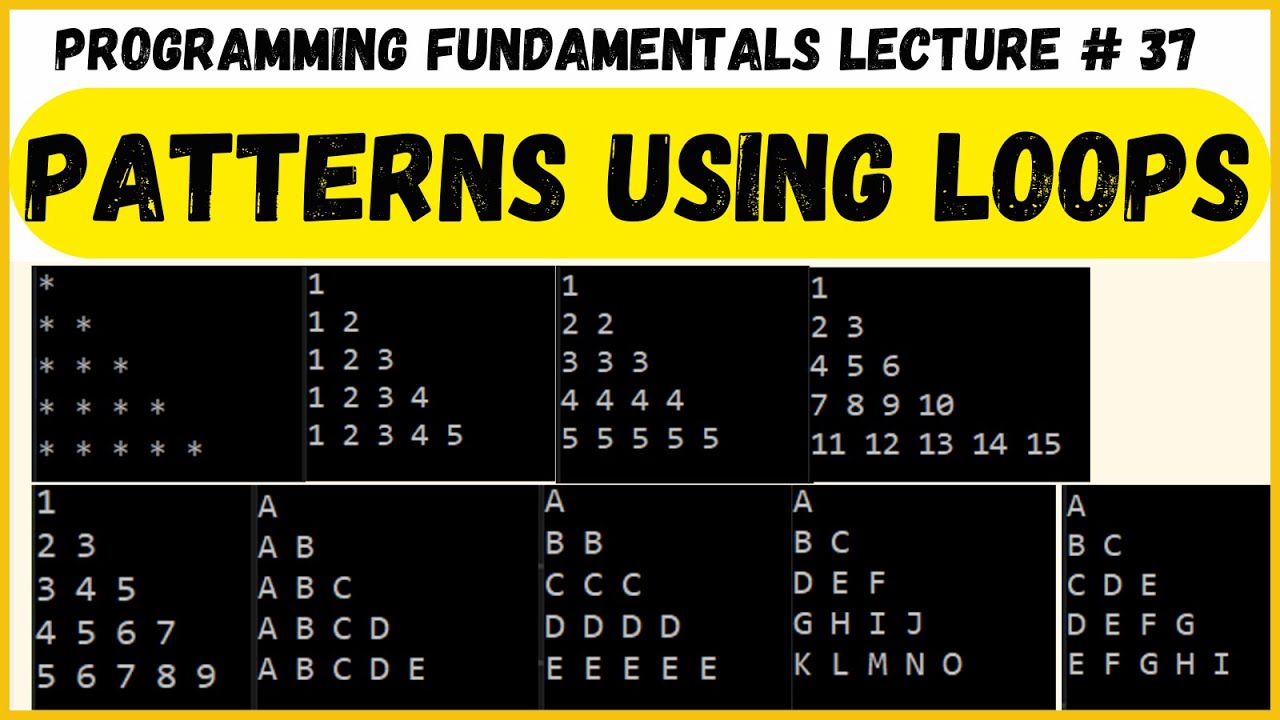 Programming Fundamentals Lecture 37 Patterns Using Nested Loops In