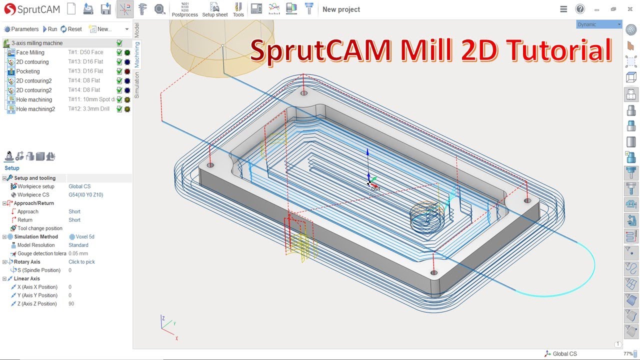 Sprutcam Tutorial 1 Sprutcam Mill 2d Toolpath Basic Beginners Youtube