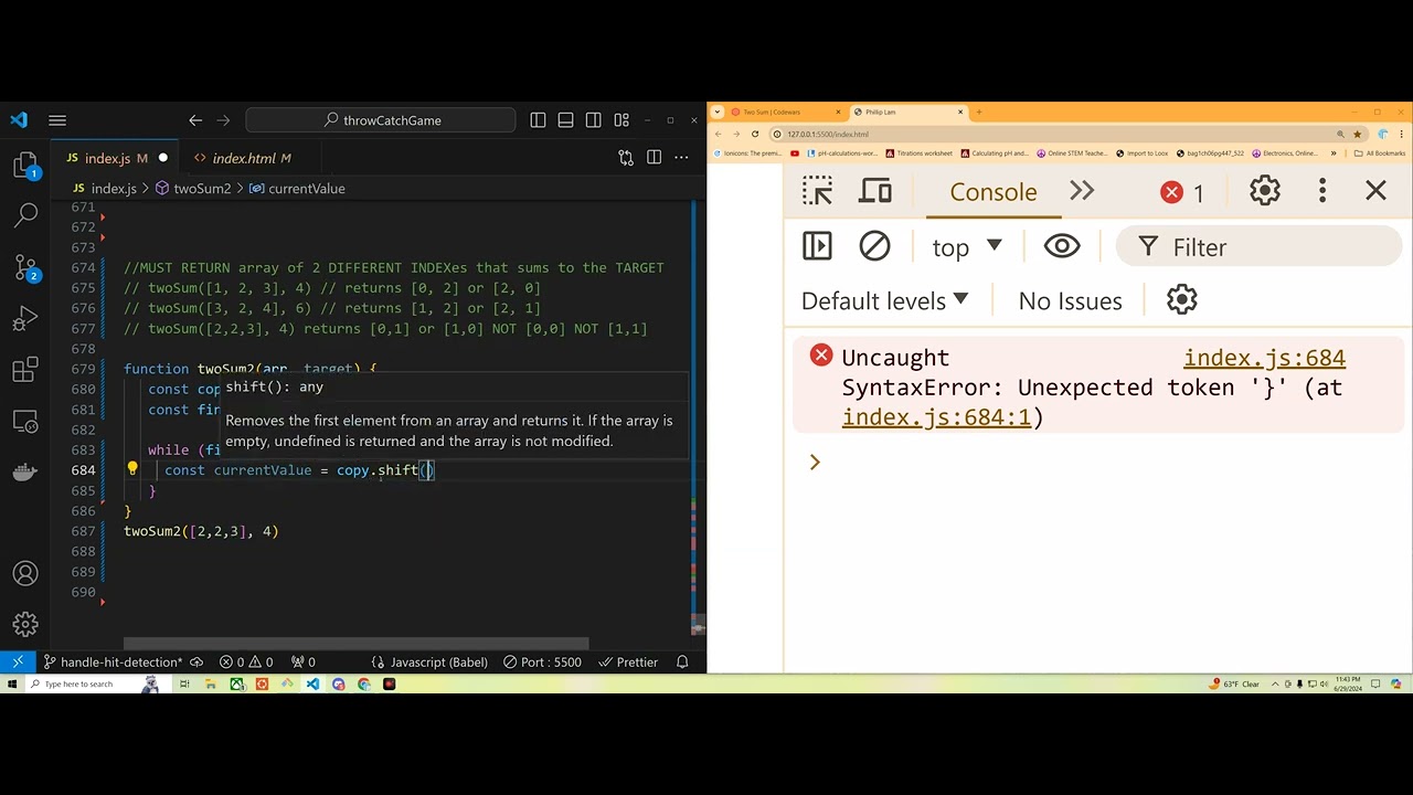 Javascript Codewars Two Sum Challenge Youtube