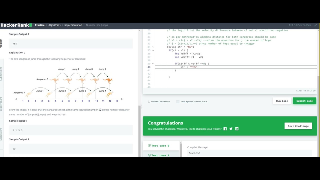 Number Line Jumps Hacker Rank Youtube