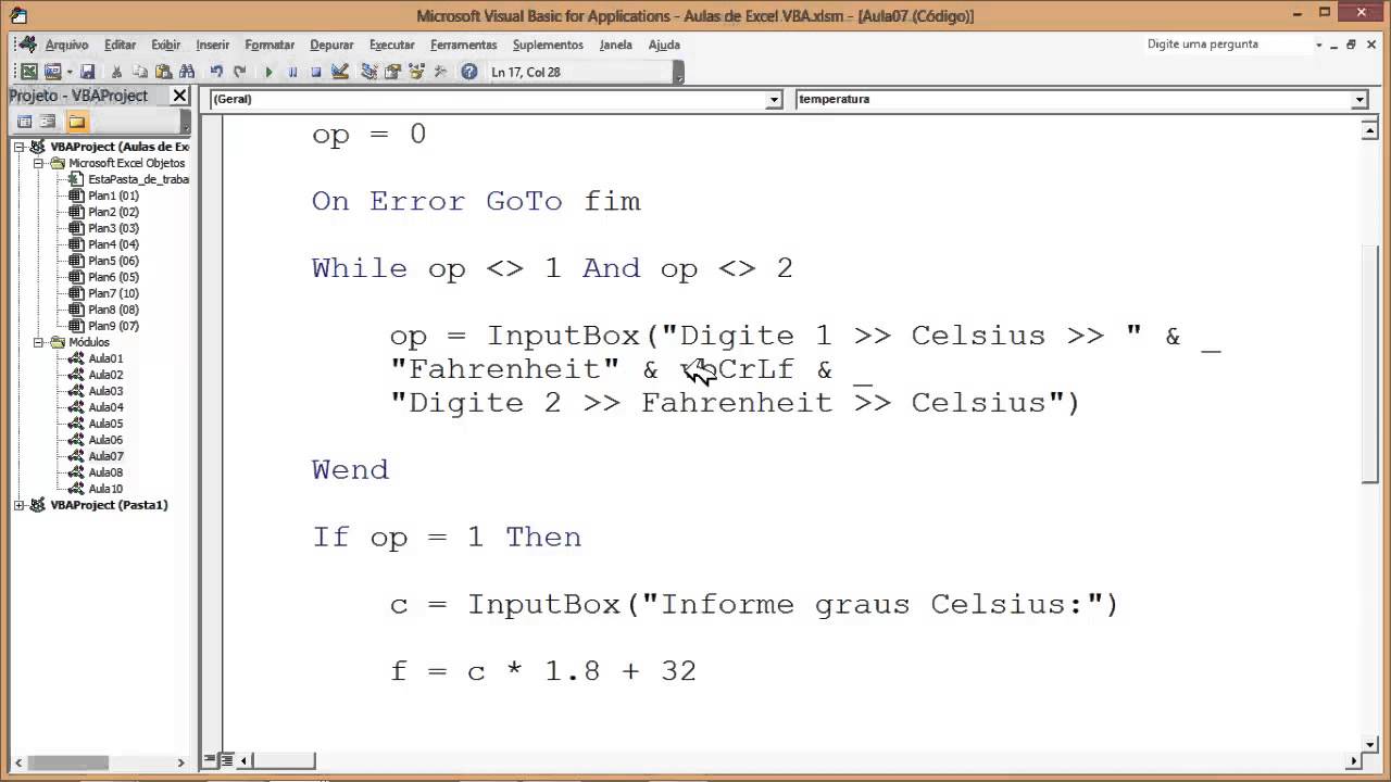07 Excel Vba Inputbox Celsius Fahrenheit Youtube