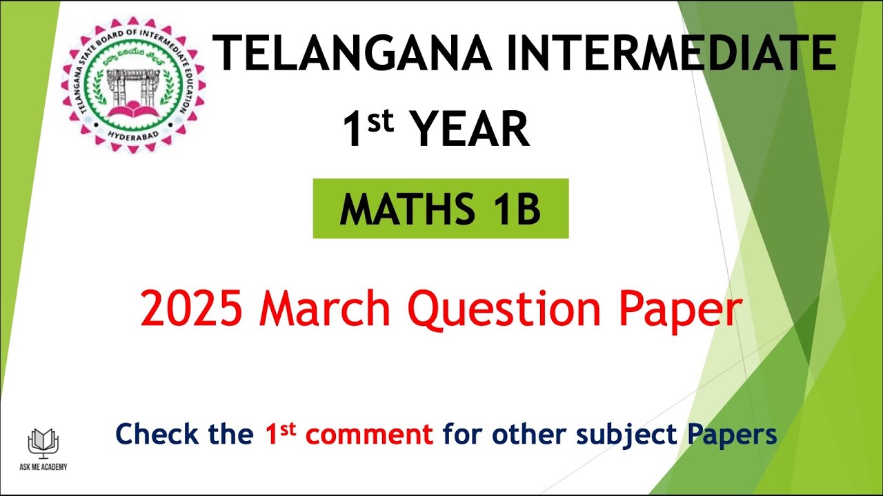 Ts Tg Inter 1st Year Maths 1b 2025 March Previous Question Papers Ipe