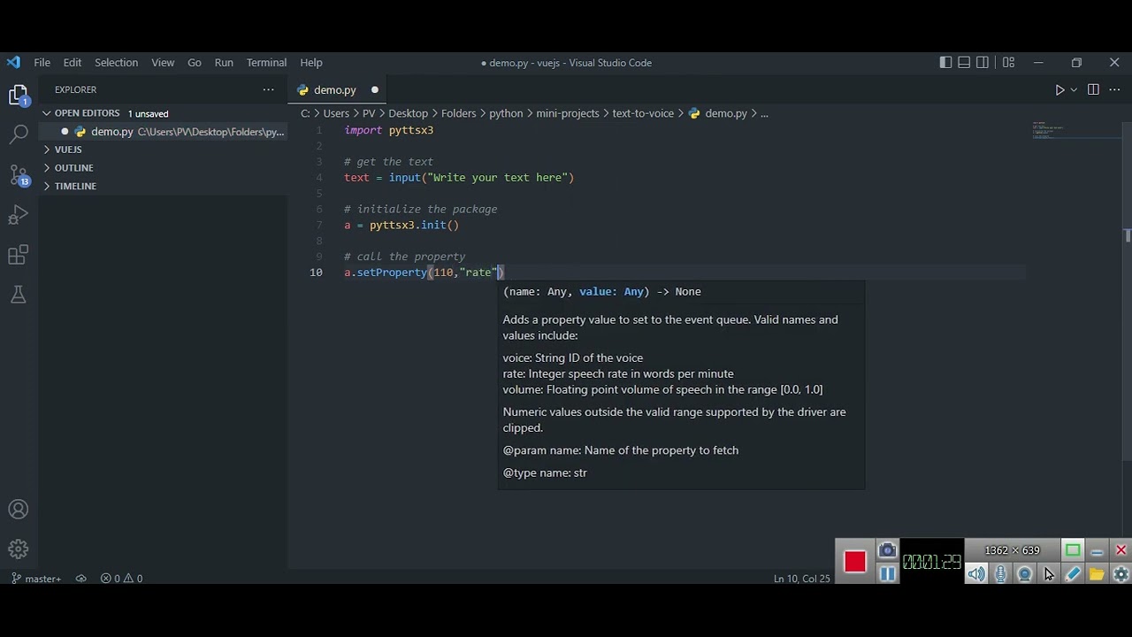 Python Text To Voice Using Pyttsx3 Package Youtube