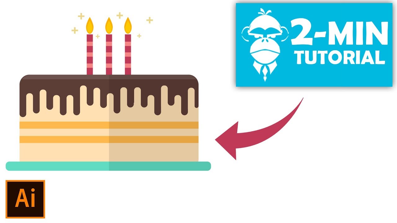 Flat Design Birthday Cake Illustrator Tutorial Youtube