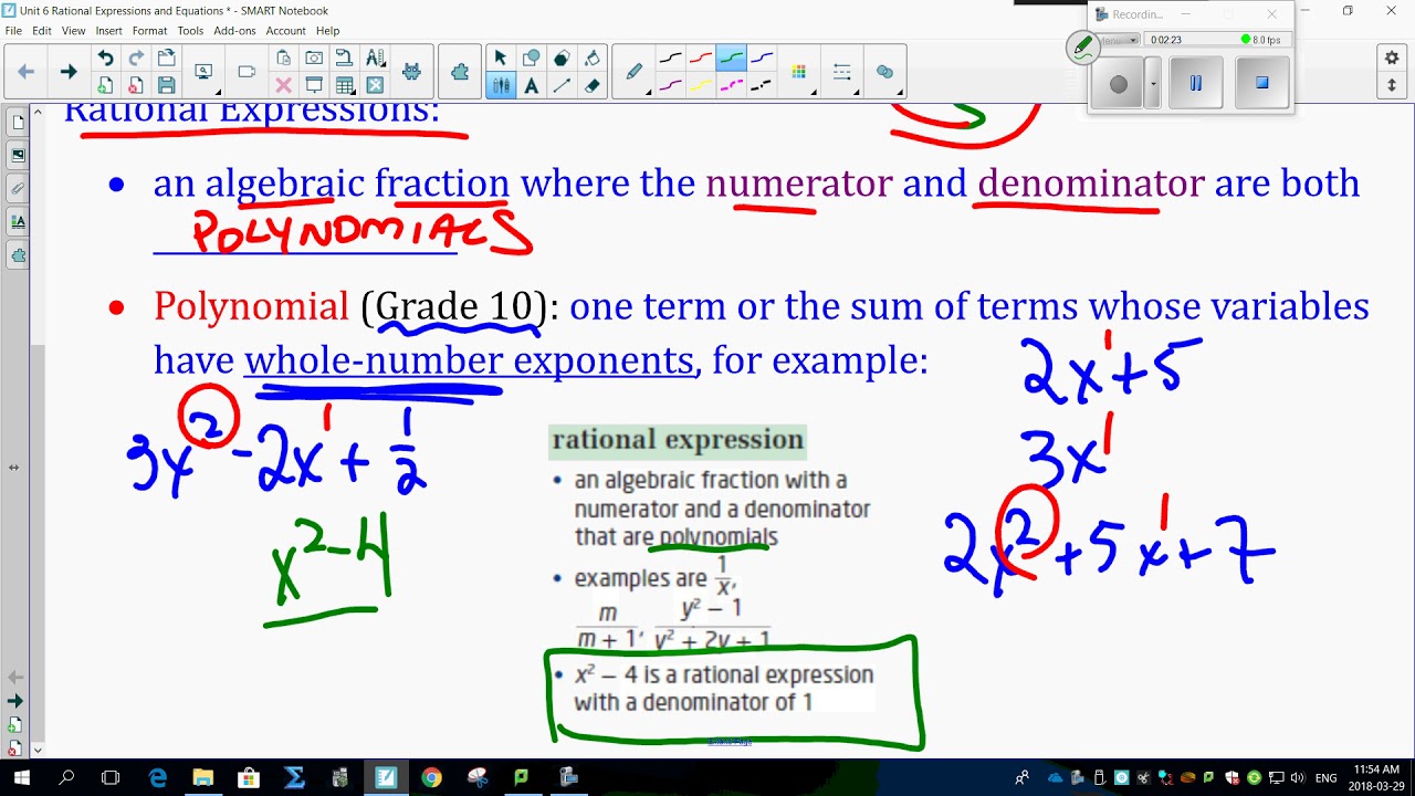 Unit 6 1 1 Introduction To Rational Expressions Youtube