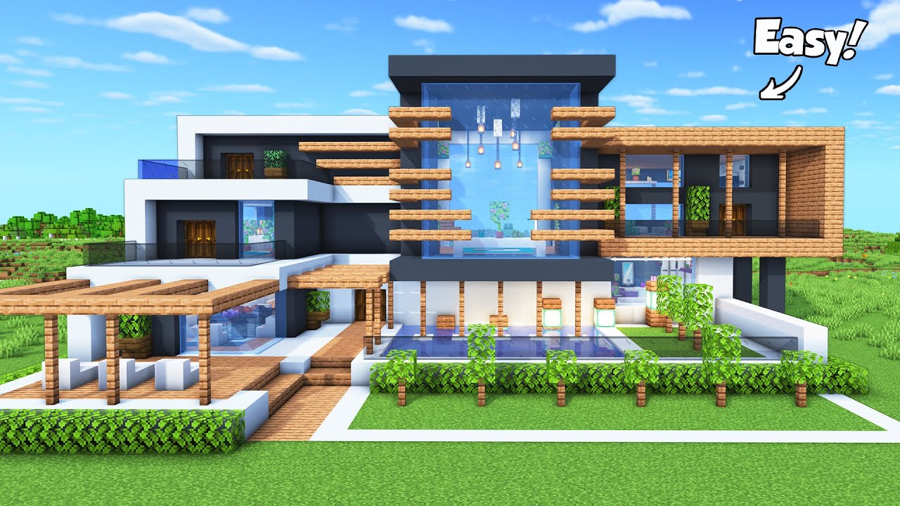 Minecraft How To Build A Large Modern House Tutorial Minecraft How To