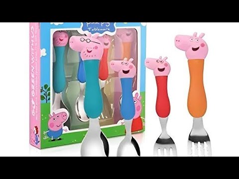 Peppa Pig Spoon Set Unboxing Pink Pig Tableware Set Best Birthday