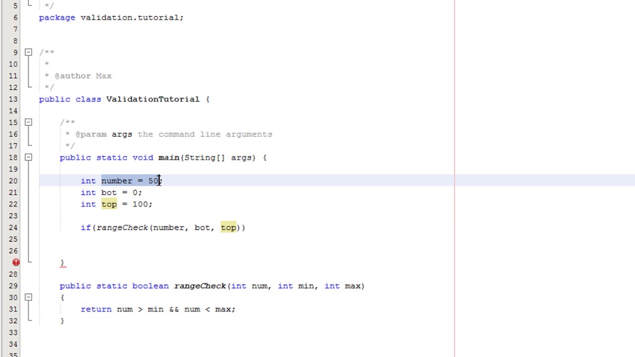 Java Validation Range Check Tutorial Youtube