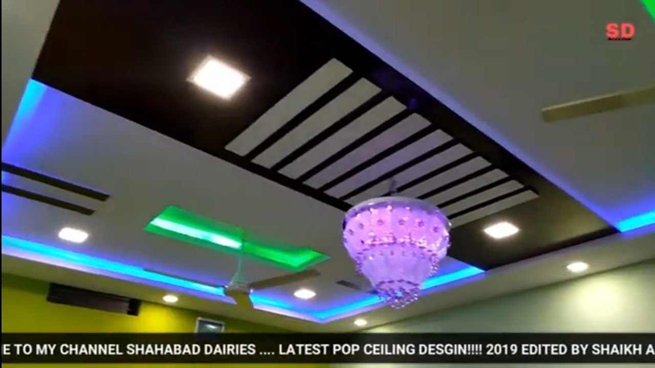 Modern False Ceiling Design For Hall With Two Fans And Lights