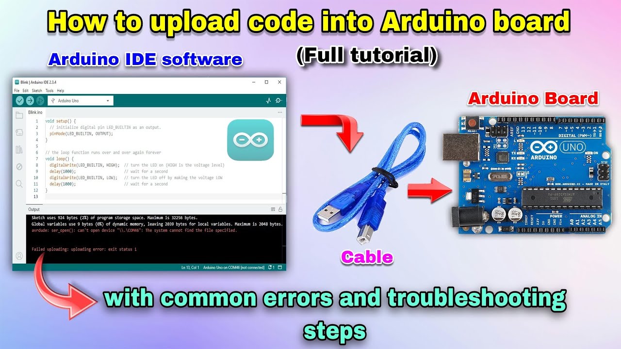 How To Install Arduino Ide And Upload Code To Arduino Uno Fix Common