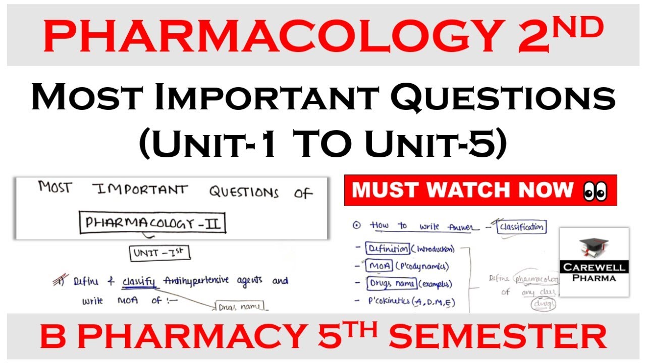 Pharmacology 5th Sem Important Questions Pharmacology 2 Most