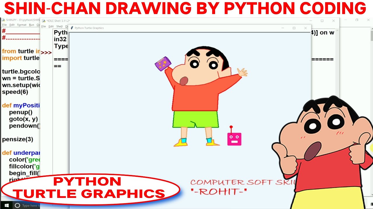 Shin Chan Drawing Using Python Programs Cartoon Drawing Using Python