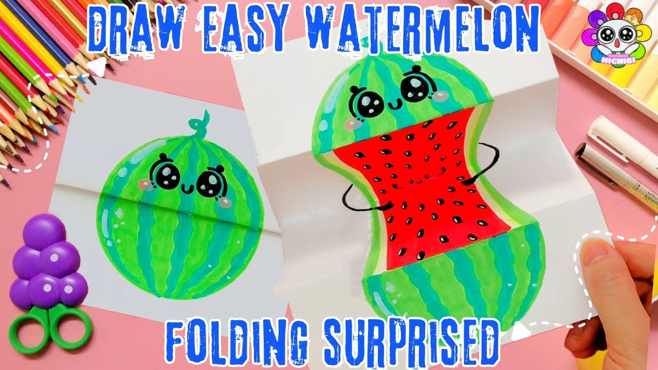 How To Draw A Watermelon Folding Surprise Michibi Youtube