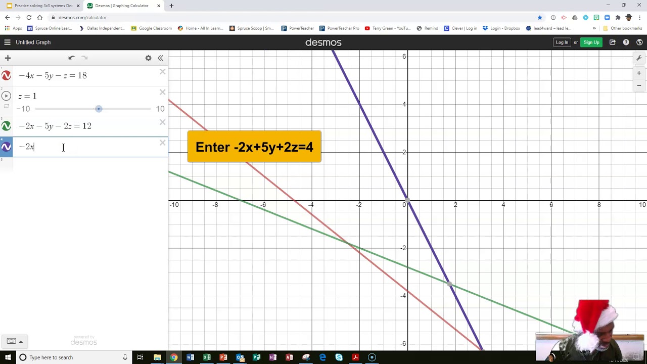 3 Variable Systems Practice With Desmos Graphing Youtube