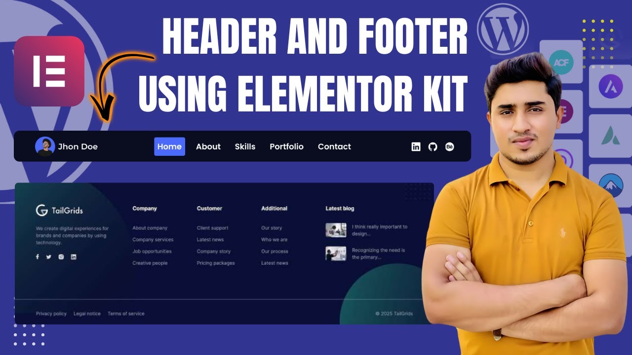 How To Create Header Footer In Wordpress Using Elementor Kit Full
