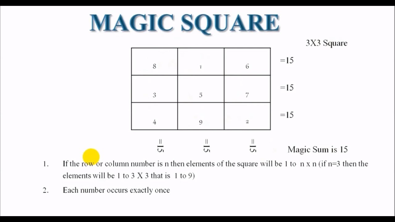 Magic Square In C Programming Youtube