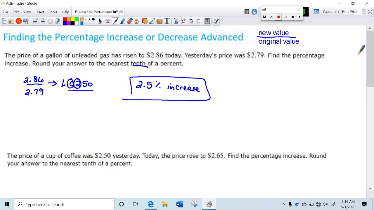 Finding The Percentage Increase Or Decrease Advanced Youtube