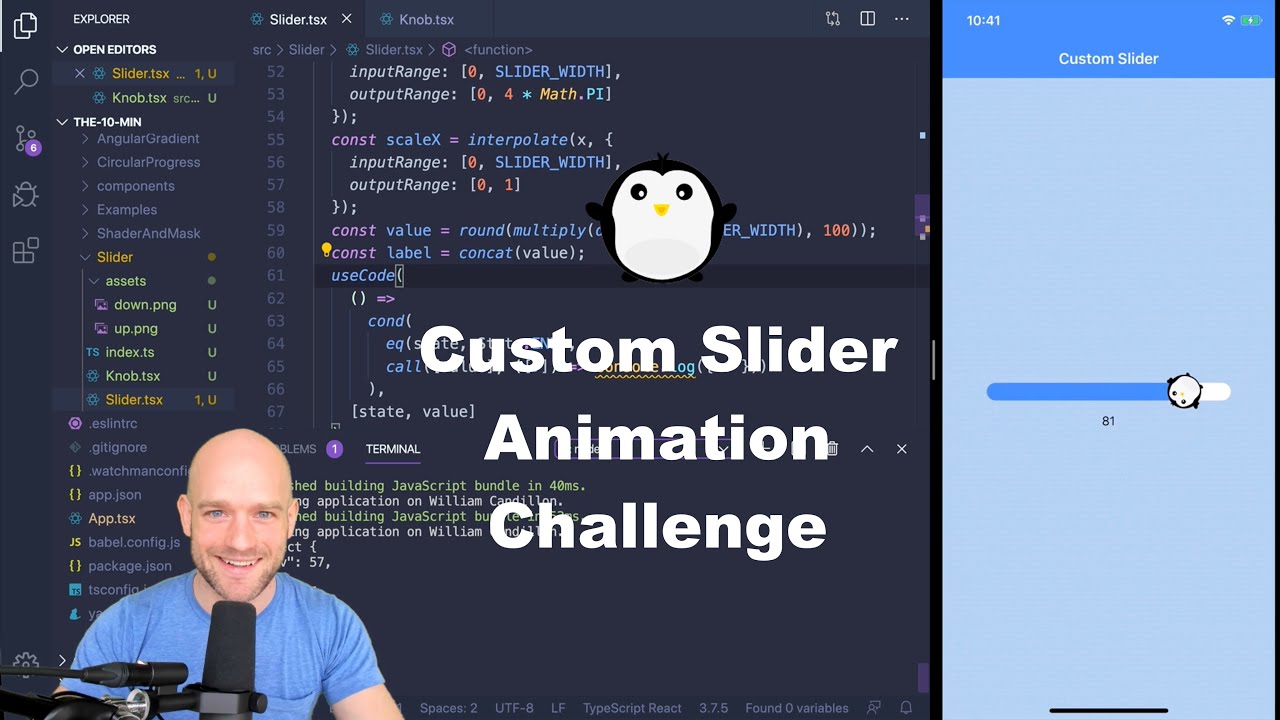 React Native Custom Slider Animation Challenge Youtube
