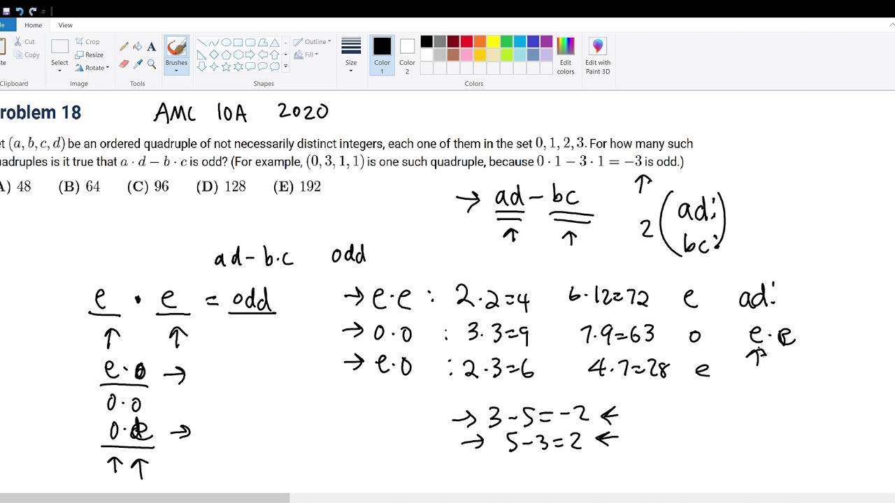 Amc 10a 2020 Problem 18 Youtube