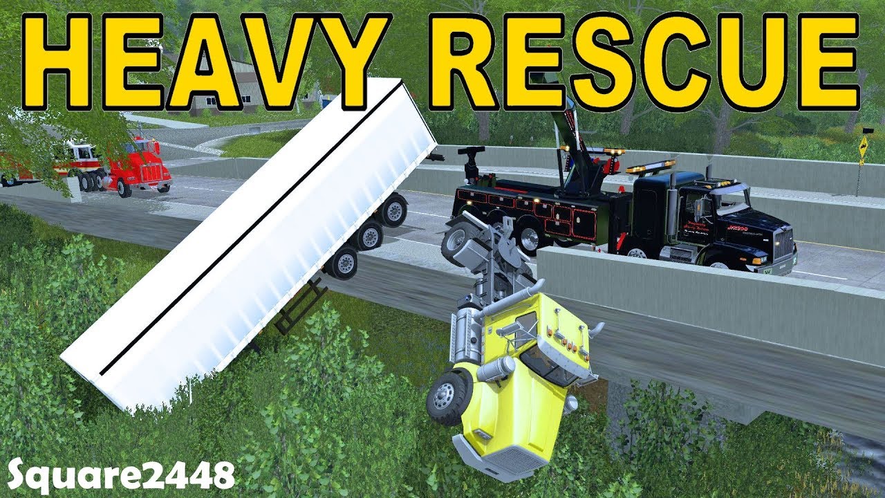 Farming Simulator 17 Heavy Rescue Delievery Truck Crashes Of Bridge