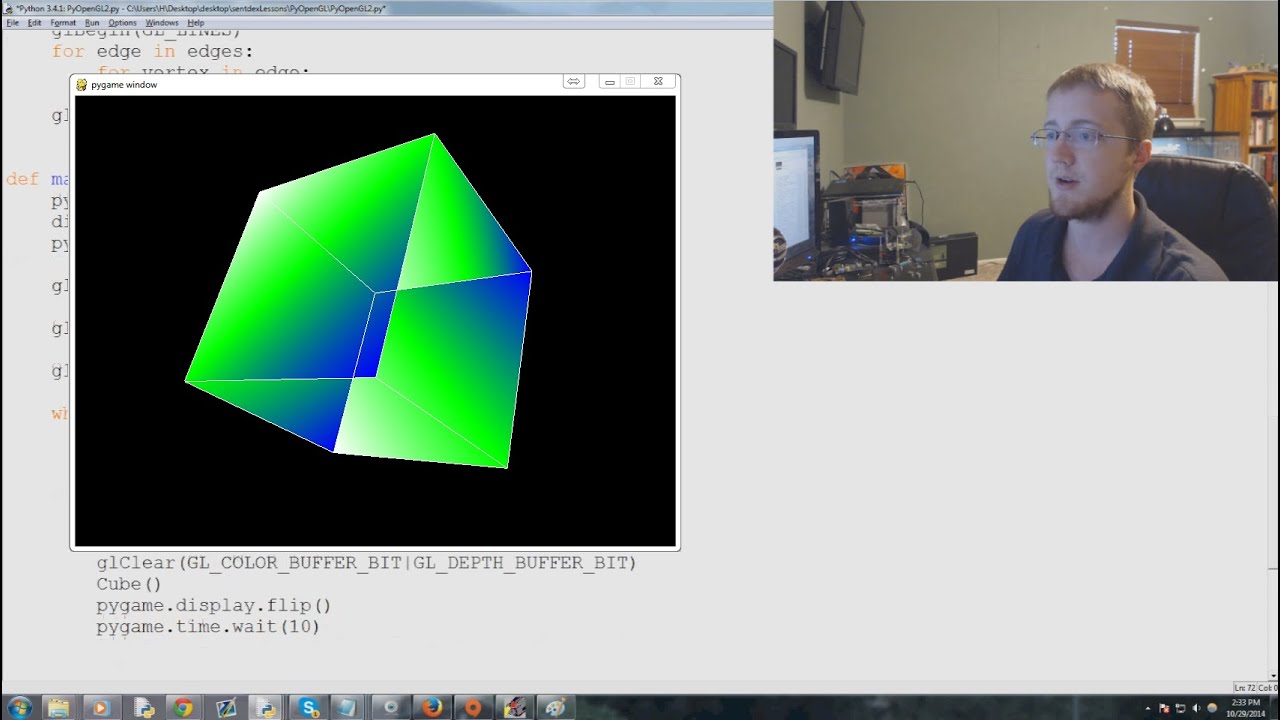 Opengl With Pyopengl Python And Pygame P 2 Coloring Surfaces Youtube
