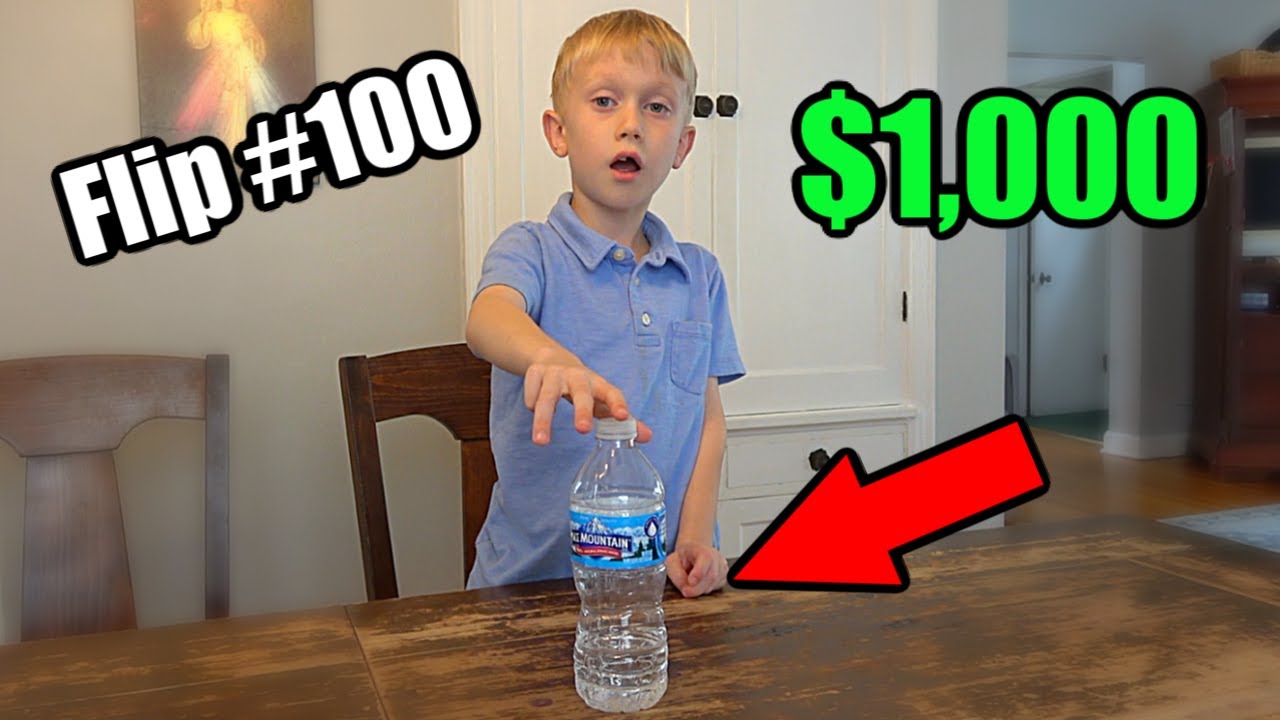 Last To Miss Bottle Flip Wins 1 000 Colin Amazing Youtube