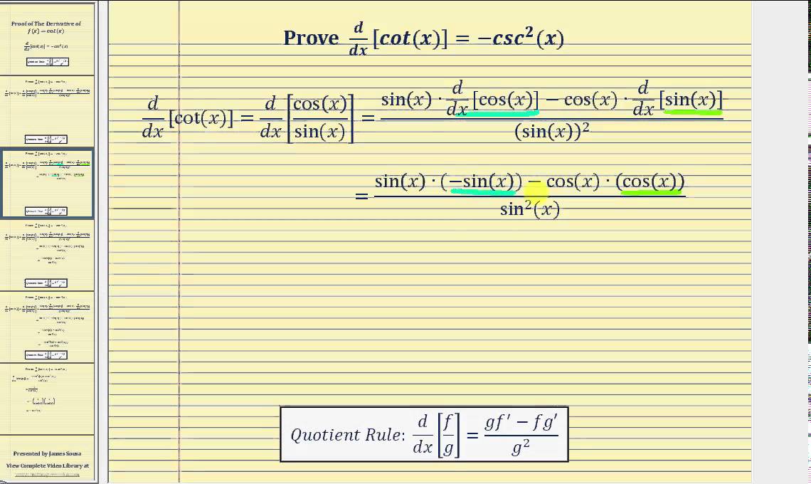 Derivative Of Cotangent Proof At Jannie Hunt Blog