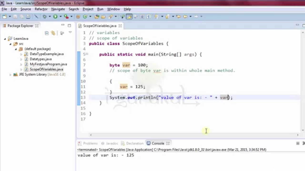 Lesson 08 Variables Scope Of Variable In Java Youtube