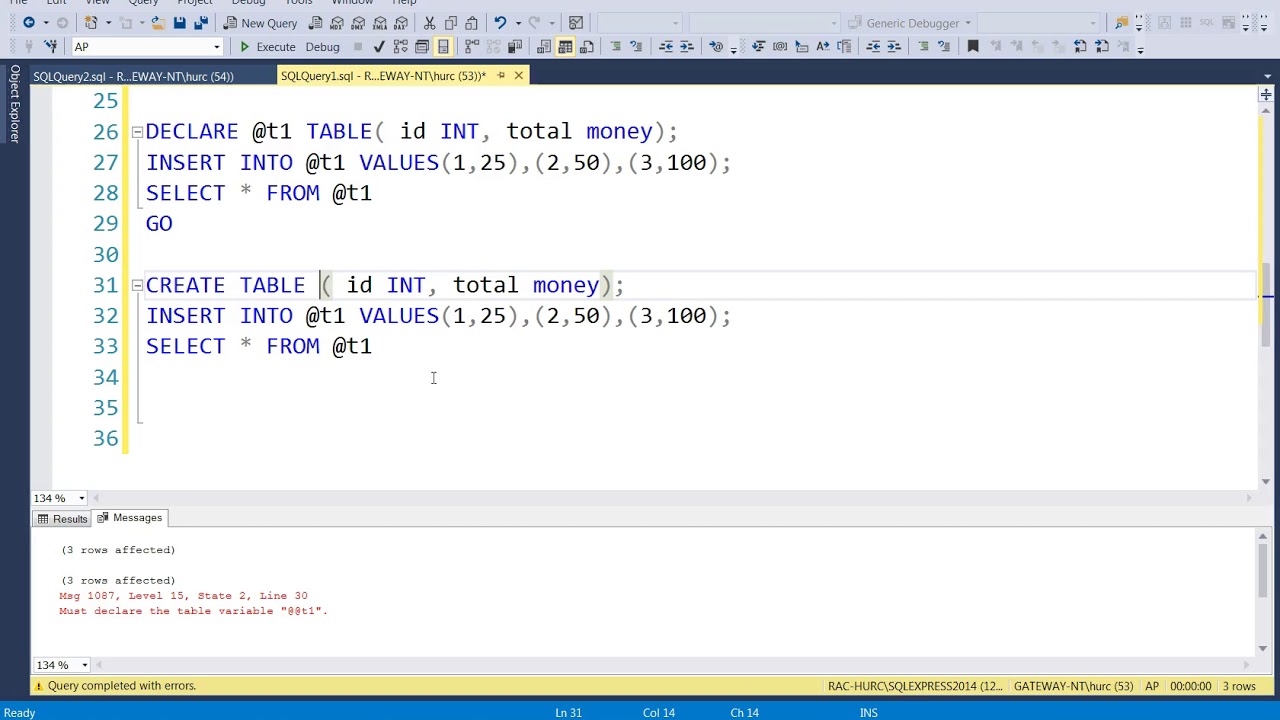 Advanced Databases Table Variables And Temporary Tables Sql Server